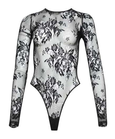 Wardrobe.NYC Lace Bodysuit - Gray