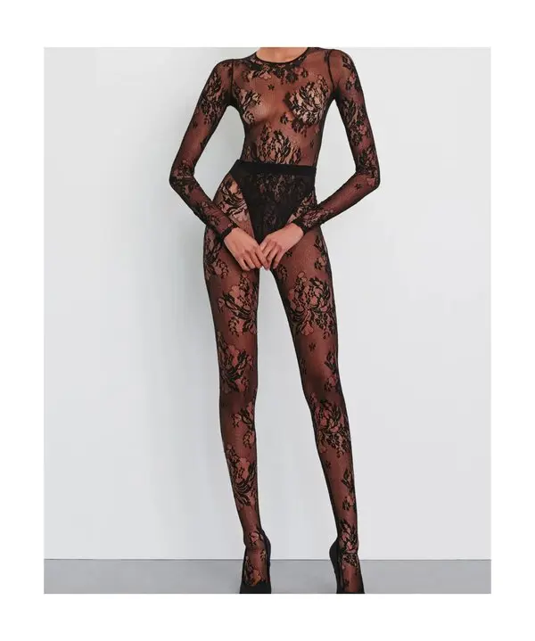 Wardrobe.NYC Lace Bodysuit - Gray