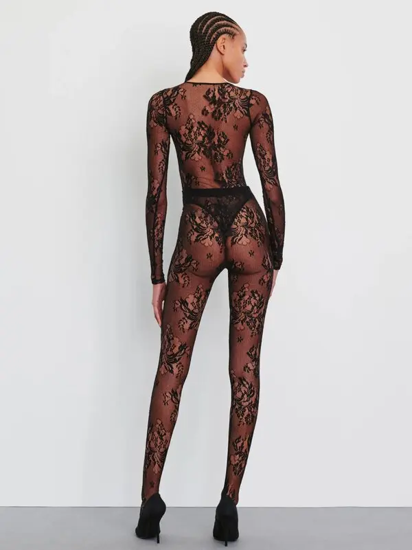 Wardrobe.NYC Lace Bodysuit - Gray
