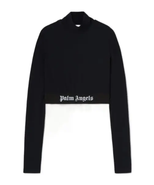 Palm Angels Logo Underband Long Sleeve Cropped Top