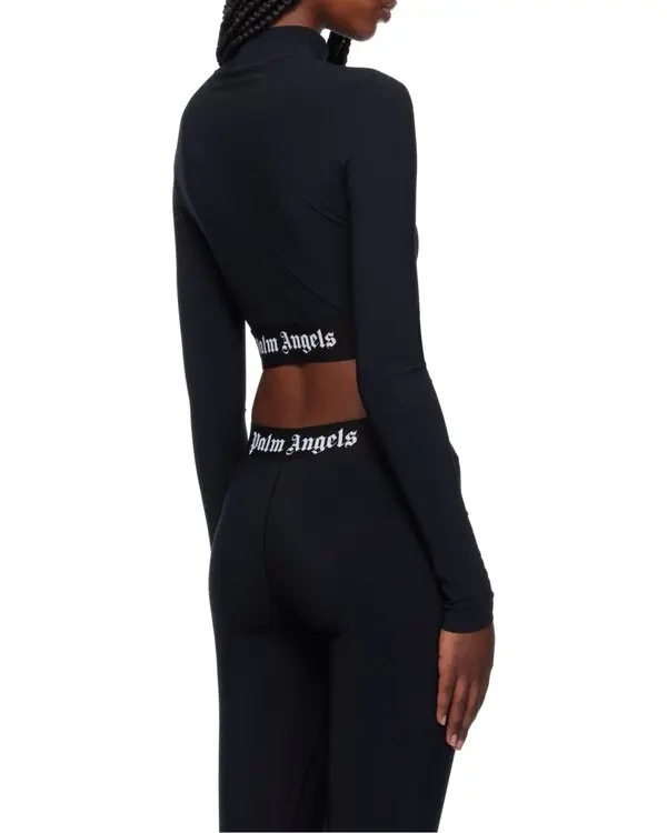 Palm Angels Logo Underband Long Sleeve Cropped Top