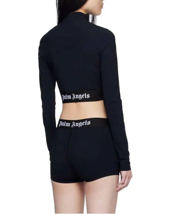 Palm Angels Logo Underband Long Sleeve Cropped Top