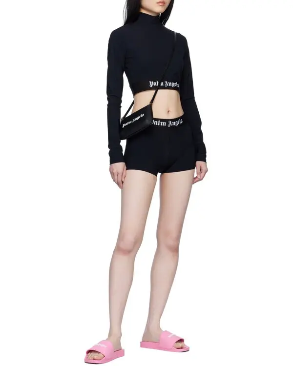 Palm Angels Logo Underband Long Sleeve Cropped Top