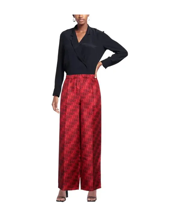 Max Mara Multicolor Printed Wide-leg Trousers - Red