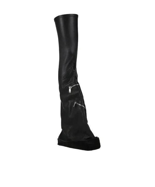 Rick Owens Over-the-knee Leather Boots With Zip Detailing - Black