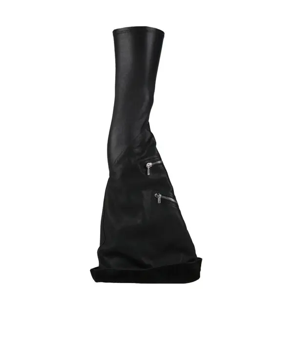 Rick Owens Over-the-knee Leather Boots With Zip Detailing - Black