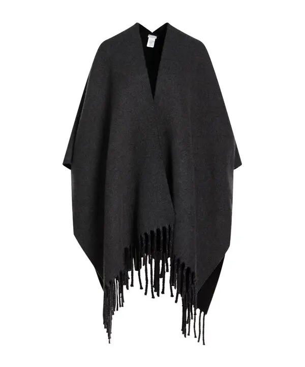 Brunello Cucinelli Two-tone Tassel Sleeveless Cape - Black
