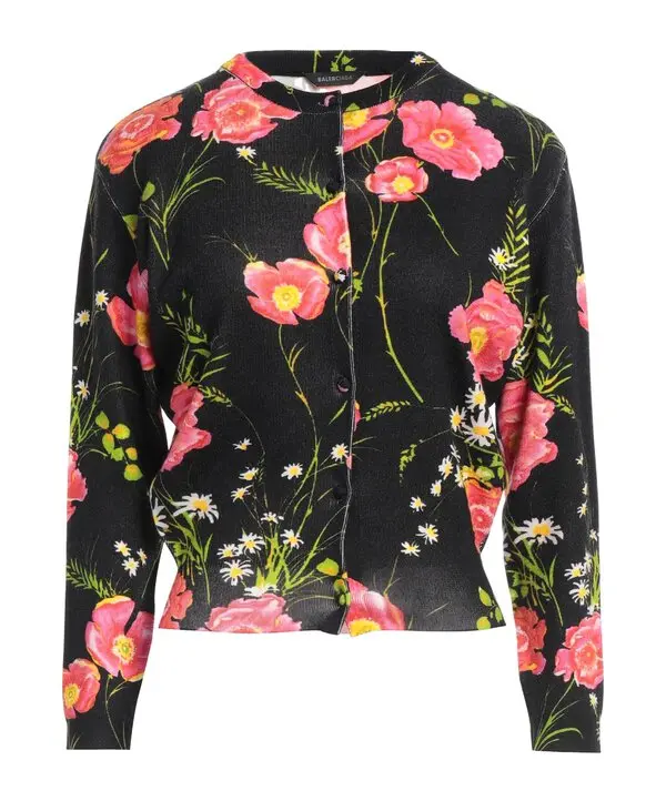 Balenciaga Floral-print Wool Knit Cardigan