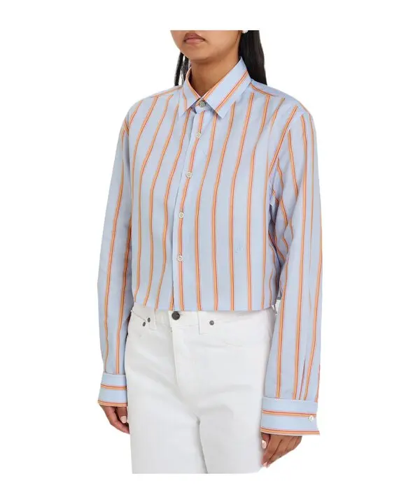 J.W.ANDERSON Striped Cropped Cotton-poplin Shirt