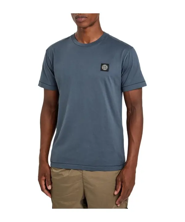 Stone Island Solid Colour Logo Cotton T-shirt