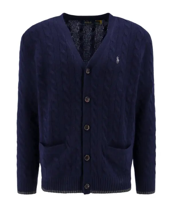 Polo Ralph Lauren Cable Knit Cardigan With Embroidered Pony Logo
