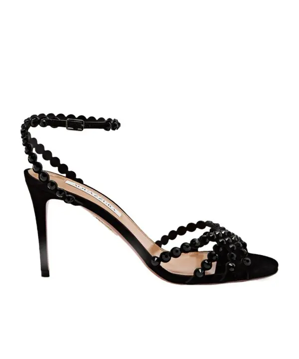 AQUAZZURA Tequila 85 Embellished Suede Sandals