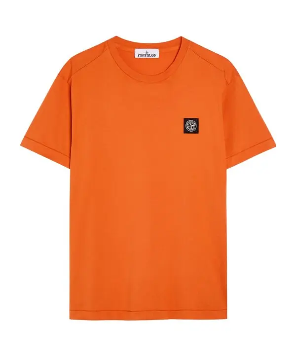 Stone Island Solid Colour Logo Cotton T-shirt