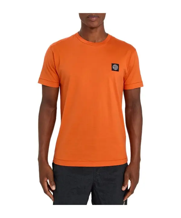 Stone Island Solid Colour Logo Cotton T-shirt