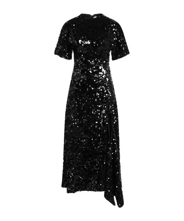GANNI Sequined Midi Dress With Short Sleeves