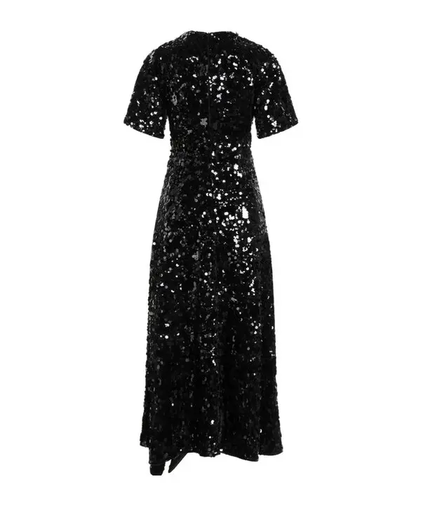 GANNI Sequined Midi Dress With Short Sleeves