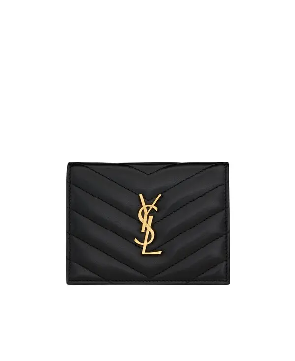 Saint Laurent Cassandre Matelassé Flap Card Case In Quilted Lambskin