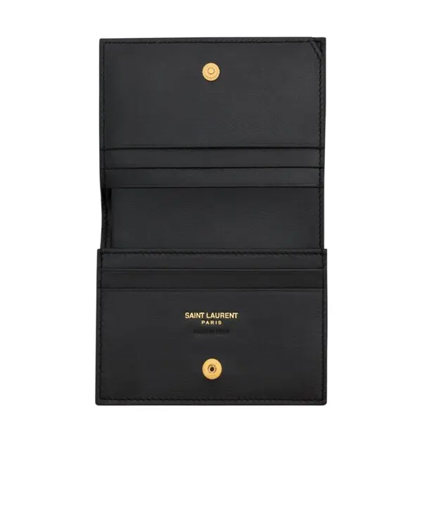 Saint Laurent Cassandre Matelassé Flap Card Case In Quilted Lambskin