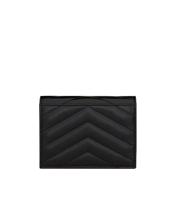 Saint Laurent Cassandre Matelassé Flap Card Case In Quilted Lambskin