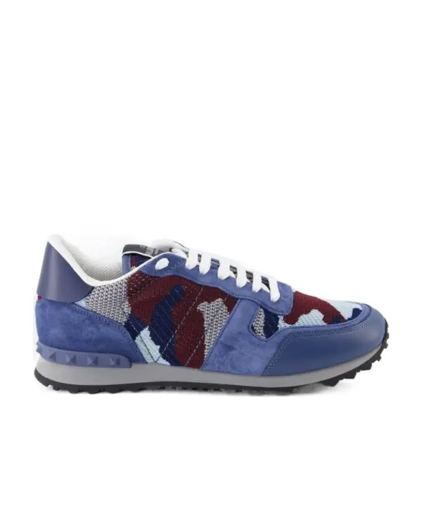 Valentino Garavani Rockrunner Camouflage Lace-up Sneakers - Blue
