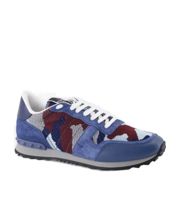 Valentino Garavani Rockrunner Camouflage Lace-up Sneakers - Blue