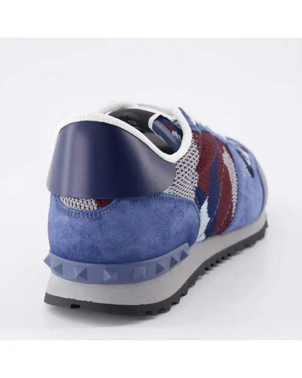 Valentino Garavani Rockrunner Camouflage Lace-up Sneakers - Blue