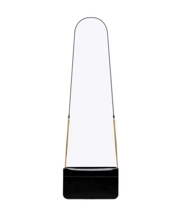 Saint Laurent Cassandre Phone Holder In Patent Leather - Black