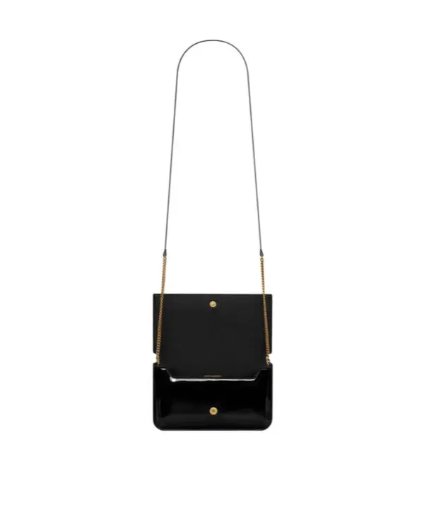 Saint Laurent Cassandre Phone Holder In Patent Leather - Black