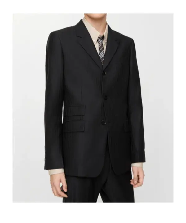 Burberry Striped Wool Mohair Tailored Jacket