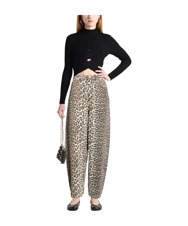 GANNI Leopard Print Five-pocket Jeans