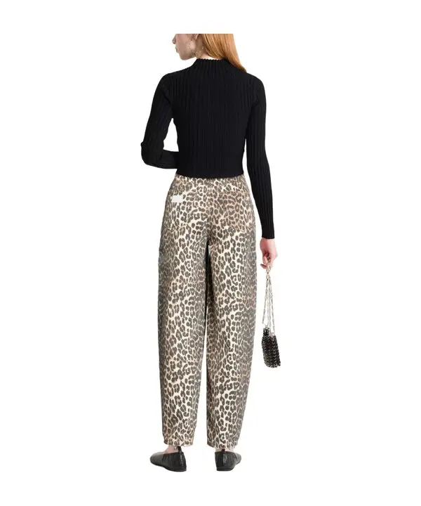 GANNI Leopard Print Five-pocket Jeans