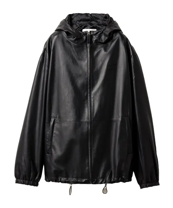 Miu Miu Nappa Leather Hoodie Jacket