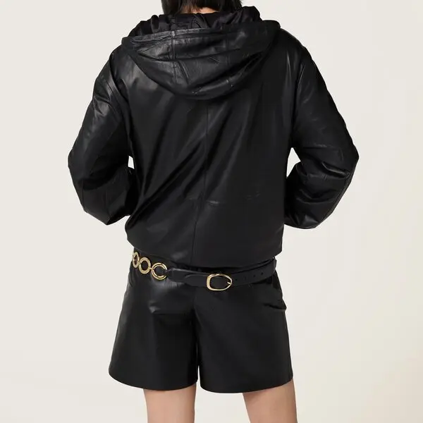 Miu Miu Nappa Leather Hoodie Jacket