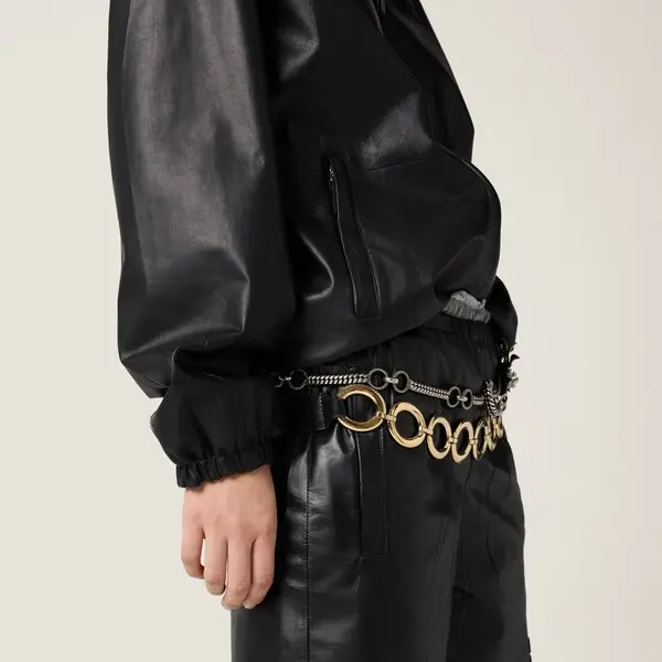 Miu Miu Nappa Leather Hoodie Jacket