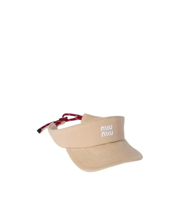 Miu Miu Embroidered Logo Visor - Nude