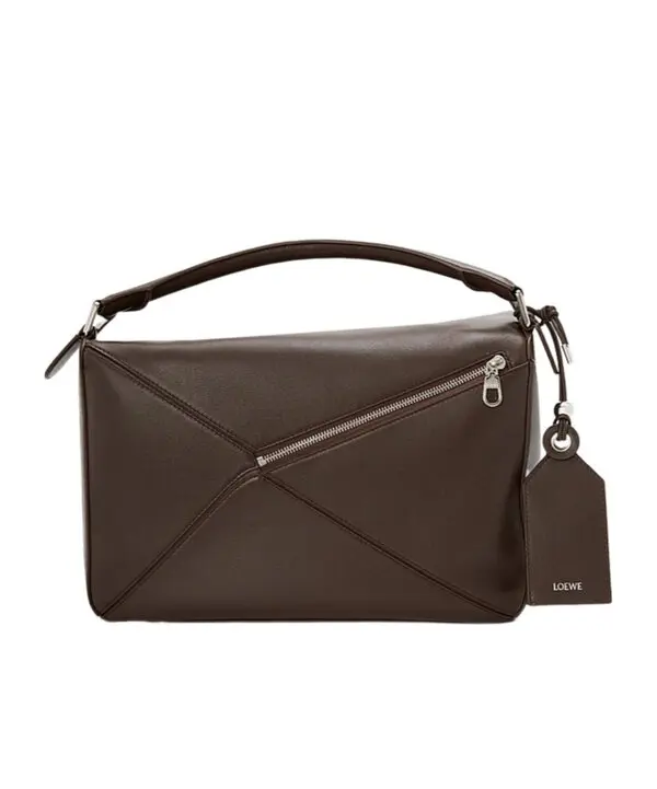 Loewe Large Featherlight Puzzle Bag In Nappa Lambskin - Black