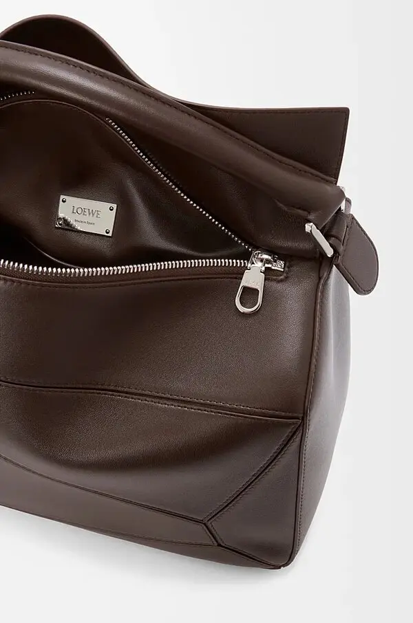 Loewe Large Featherlight Puzzle Bag In Nappa Lambskin - Black