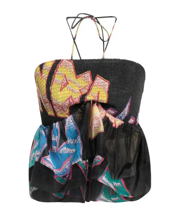 GANNI Colorful Printed Strapless Top