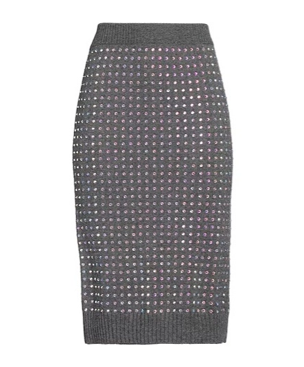 Sportmax Fitted Knit Midi Skirt With Crystals