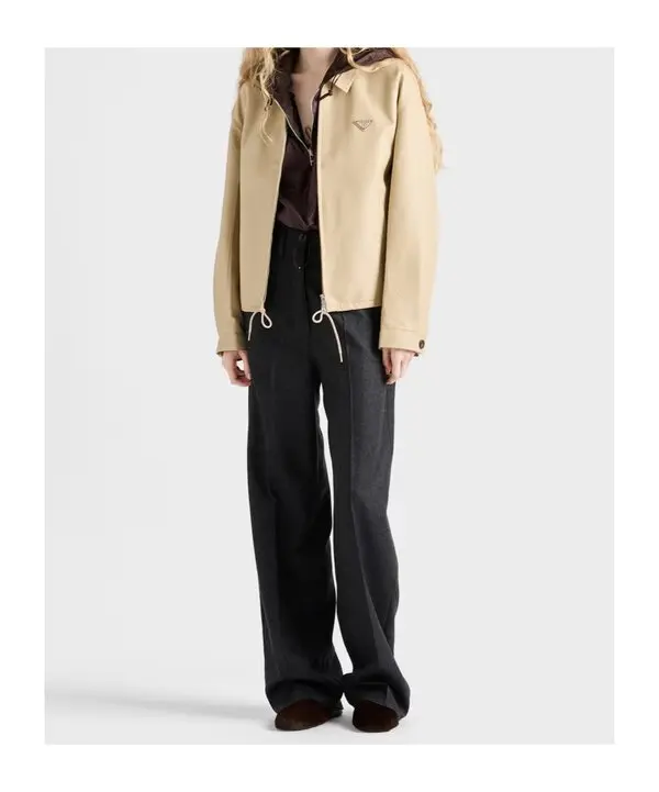 Prada Nappa Leather Blouson Jacket - Sand-colored