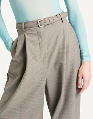 Sportmax Minimalist Loose-fit Plaid Dress Pants