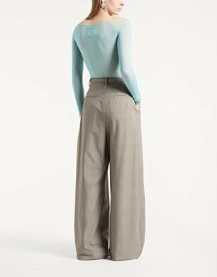 Sportmax Minimalist Loose-fit Plaid Dress Pants