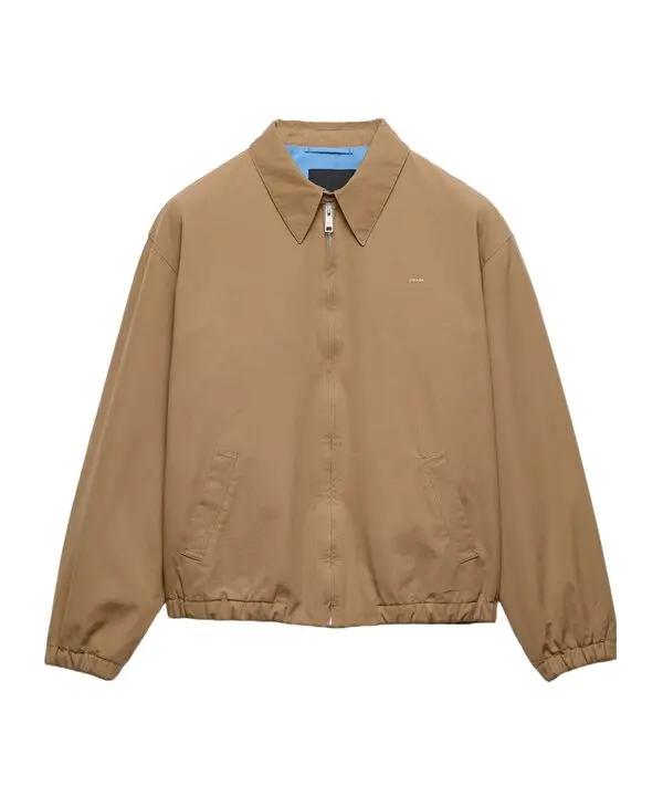 Prada Cotton Zip-up Jacket With Embroidered Logo