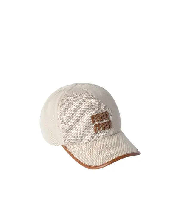 Miu Miu Canvas And Leather Baseball Cap - Beige/brandy