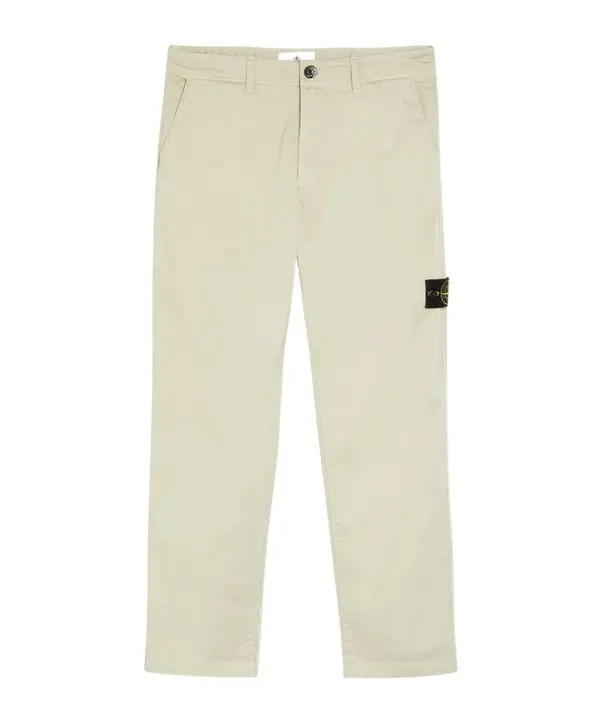 Stone Island Logo Stretch-cotton Trousers - White