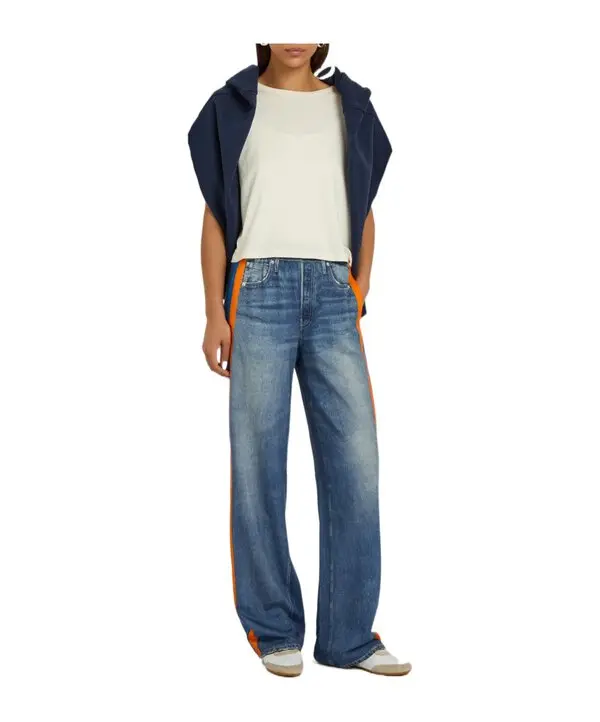 Rag & Bone Striped Denim-print Cotton Track Pants