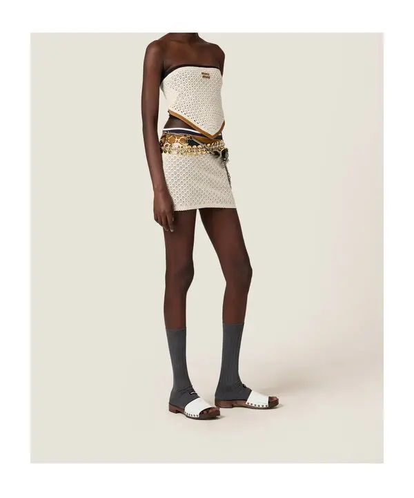 Miu Miu Cotton And Suede Bandana Top