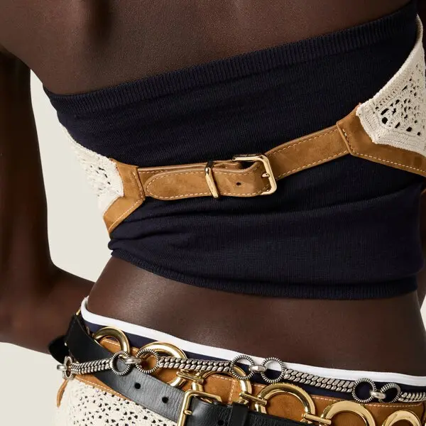 Miu Miu Cotton And Suede Bandana Top