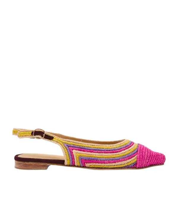 Gabriela Hearst Striped Raffia Slingback Flats - Multicolor