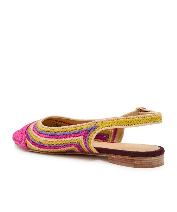Gabriela Hearst Striped Raffia Slingback Flats - Multicolor